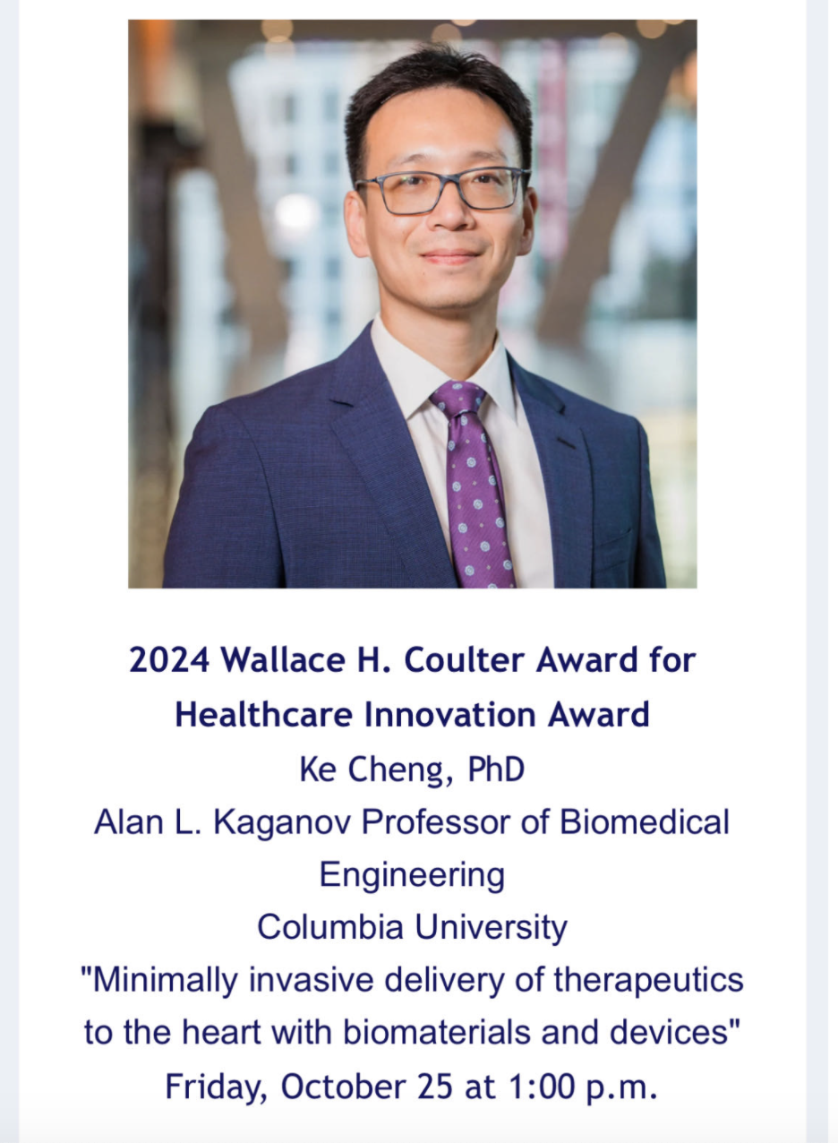 Congratulations to Dr. Cheng for winning the 2024 Wallace H. Coulter ...